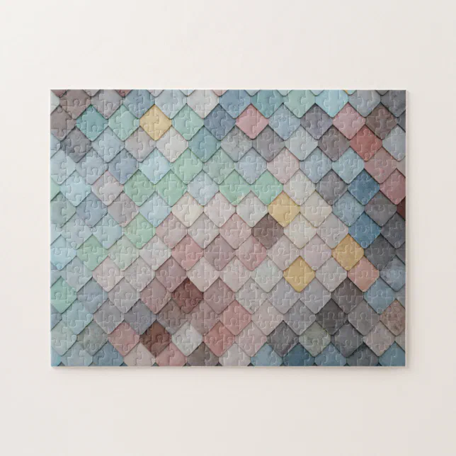 Colorful Fish Scale Tiles Abstract Photo Jigsaw Puzzle | Zazzle