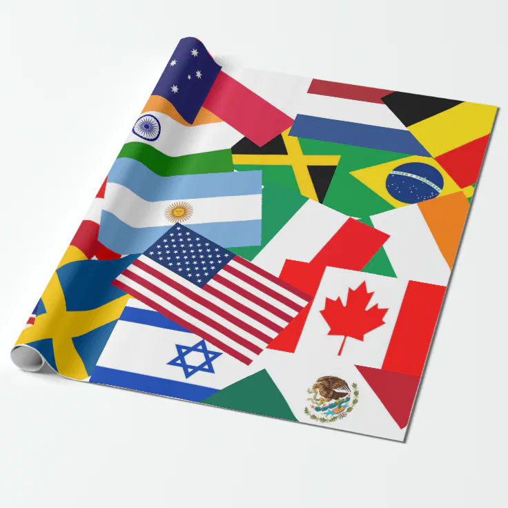 Colorful Flags Around the World Gift Wrapping Paper | Zazzle