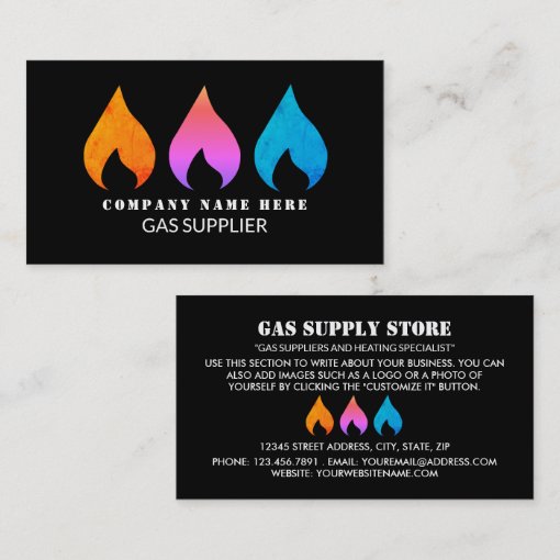 Colorful Flames, Gas Engineer & Supplier Business Card | Zazzle