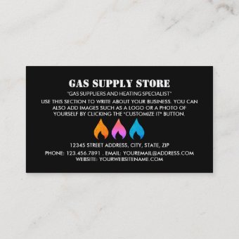 Colorful Flames, Gas Engineer & Supplier Business Card | Zazzle
