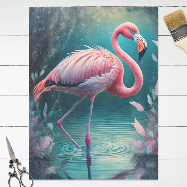 Colorful Flamingo Ephemera Decoupage Tissue Paper | Zazzle