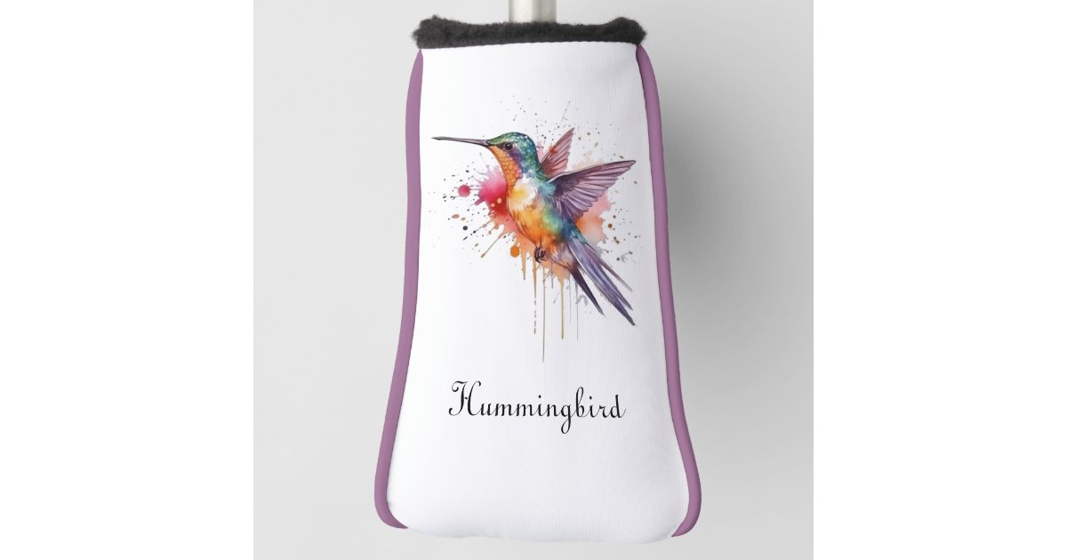 Colorful Flight, watercolor hummingbird custom Golf Head Cover | Zazzle