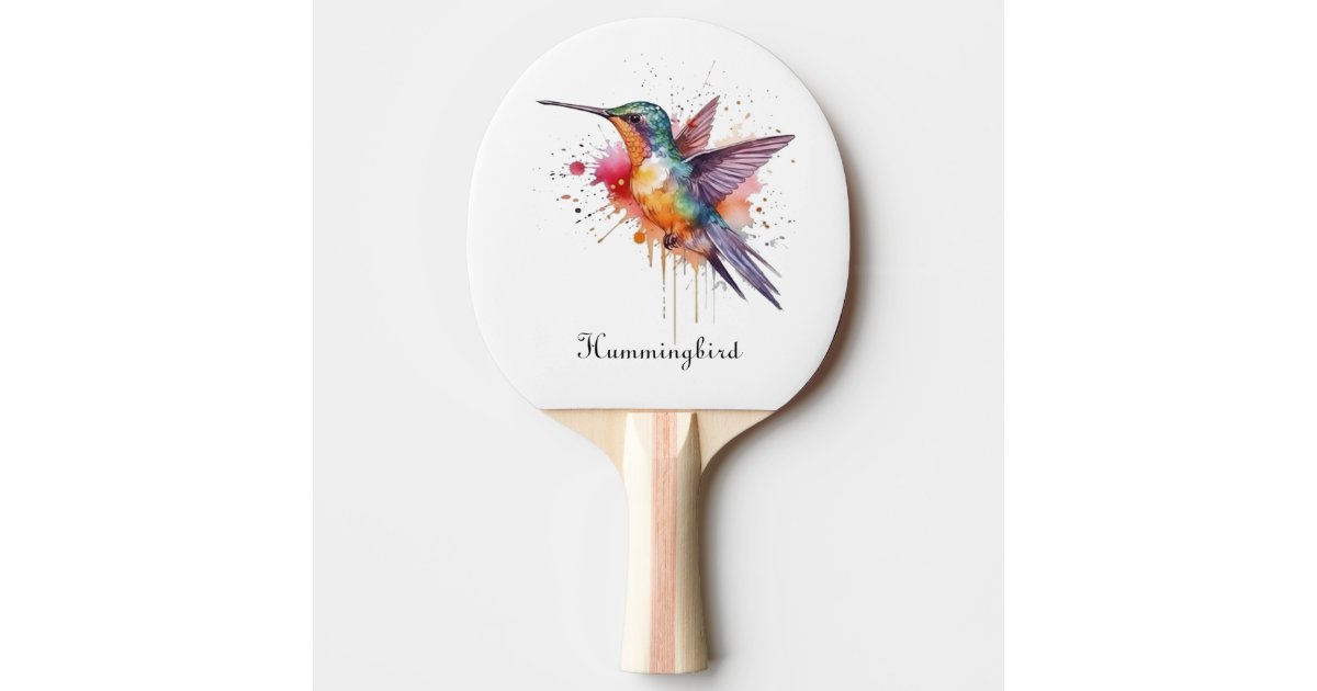 Colorful Flight, watercolor hummingbird custom Ping Pong Paddle | Zazzle