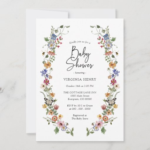 Colorful Floral Baby Shower Invitation | Zazzle