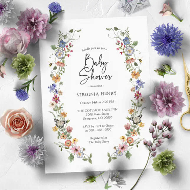 Colorful Floral Baby Shower Invitation | Zazzle