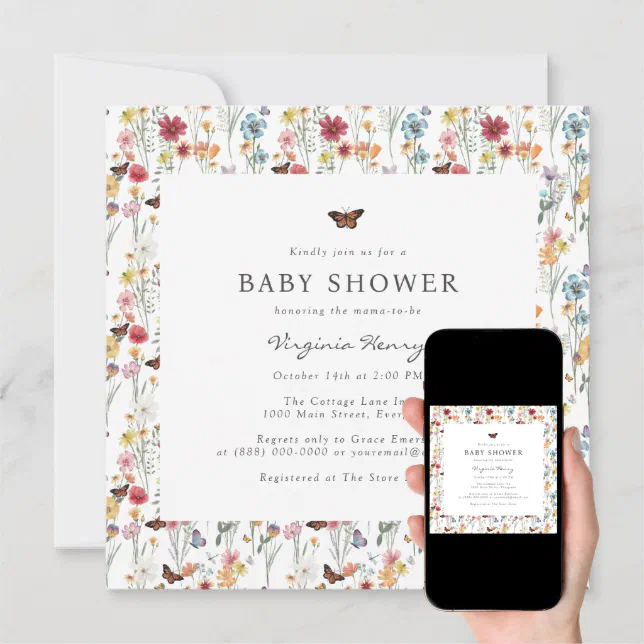 Colorful Floral Baby Shower Invitation | Zazzle
