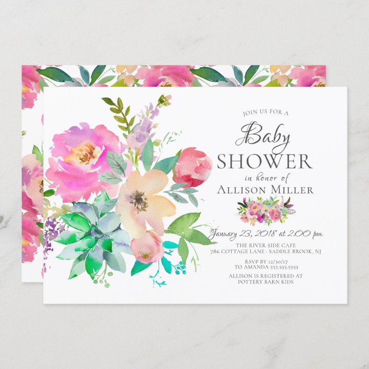 Colorful Floral BABY Shower Invitations | Zazzle
