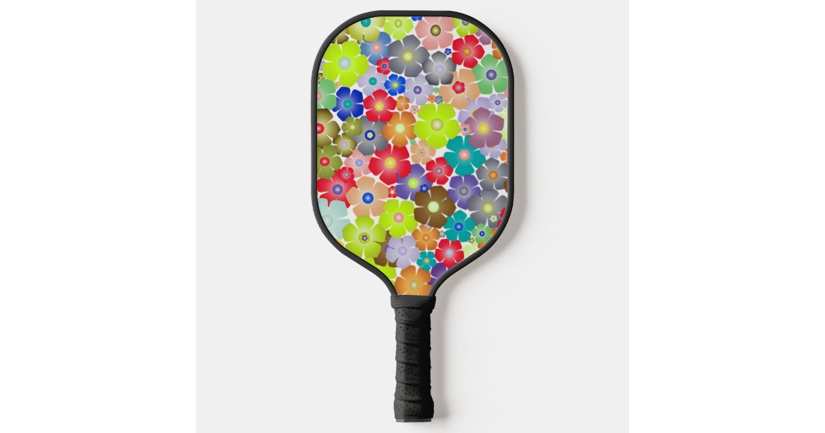 Colorful Floral Design Pickleball Paddle | Zazzle