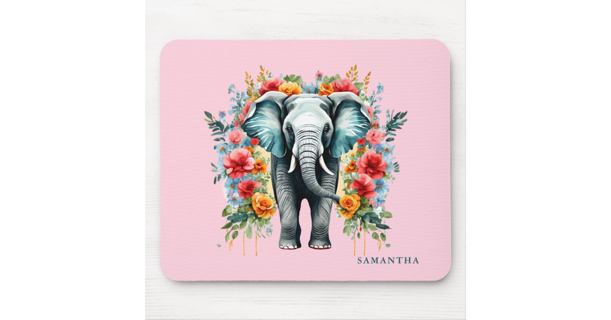 Colorful Floral Elephant Mouse Pad | Zazzle