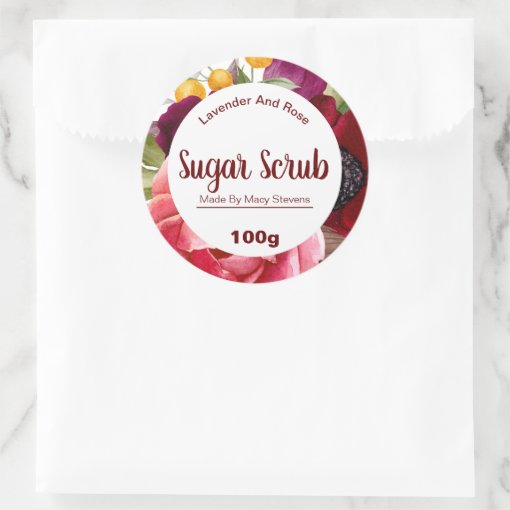 Colorful Floral Exfoliating Sugar Body Scrub Label | Zazzle
