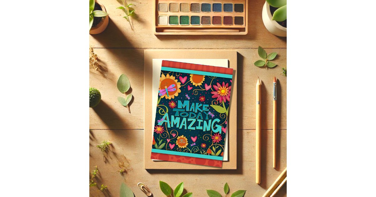 Colorful Floral Fun Cheerful Make Today Amazing Thank You Card | Zazzle