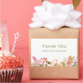 Colorful Floral Illustration Custom Thank You Rectangular Sticker | Zazzle