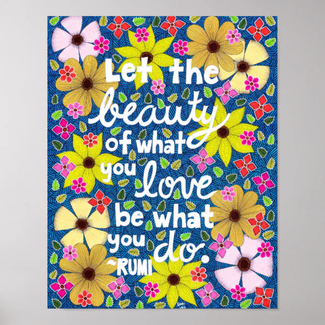 Colorful Floral Inspiring Quote Typography Poster | Zazzle