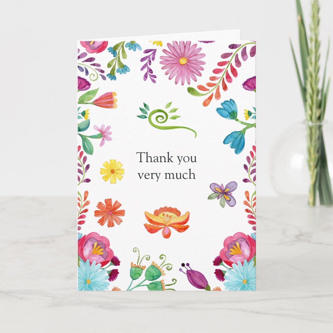 Colorful Floral Mexican Fiesta Photo Thank You Card | Zazzle