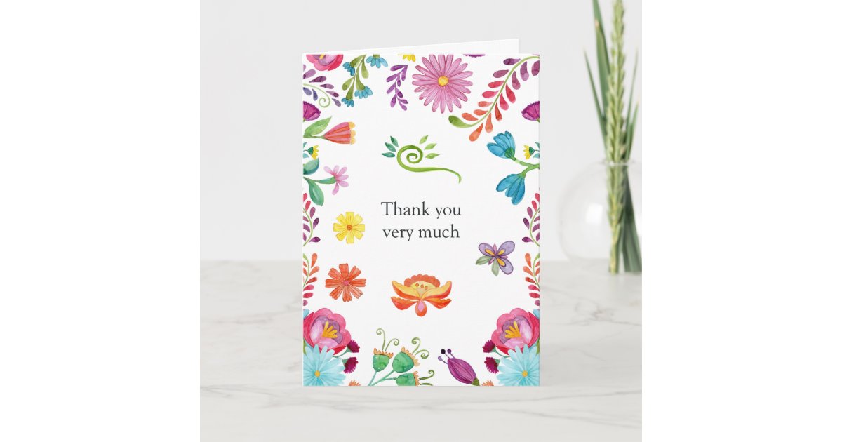 Colorful Floral Mexican Fiesta Photo Thank You Card | Zazzle