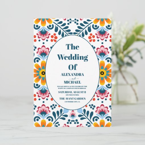 Colorful Floral Mexican Fiesta Wedding Invitation | Zazzle