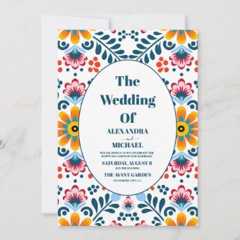 Colorful Floral Mexican Fiesta Wedding Invitation | Zazzle