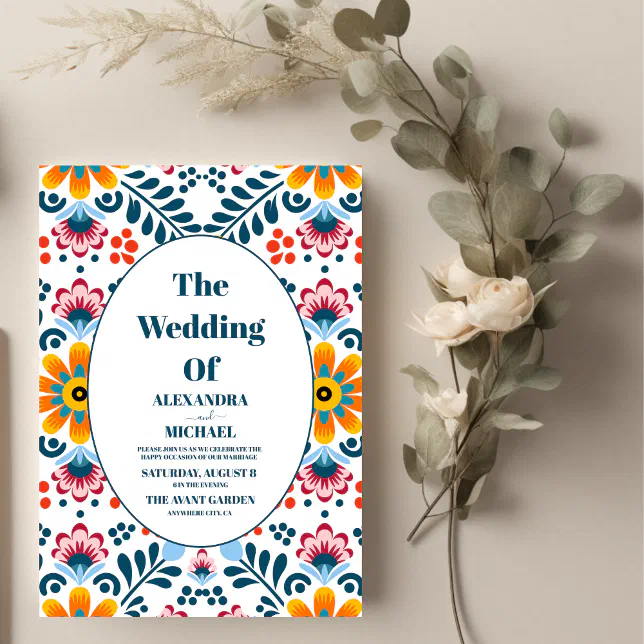 Colorful Floral Mexican Fiesta Wedding Invitation | Zazzle