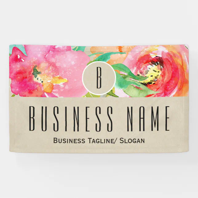Colorful Floral Modern Rustic Botanical Kraft Banner | Zazzle