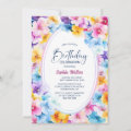 Colorful Floral Oval Birthday Party Invitation | Zazzle