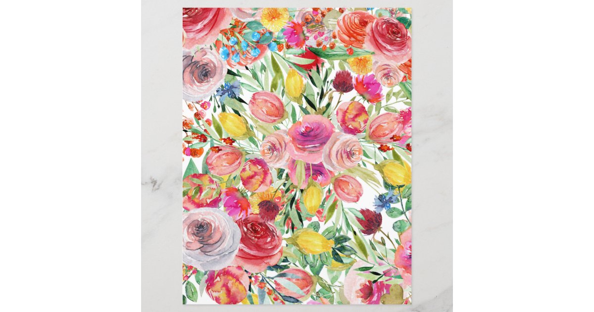 Colorful Floral Paper Sheet - multicolor florals 1 | Zazzle