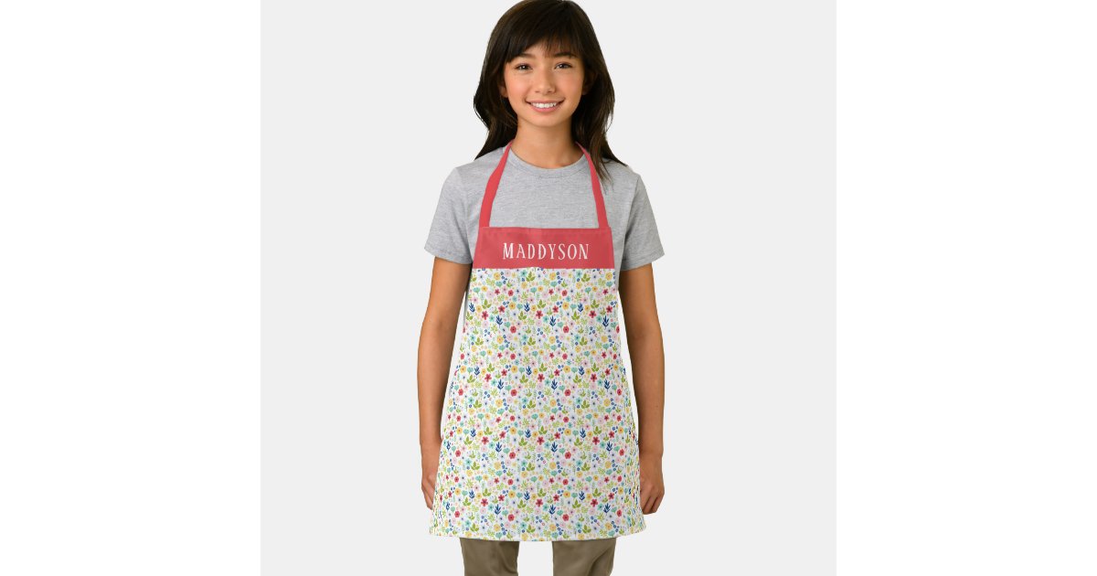 Colorful Floral Pattern Print Apron | Zazzle