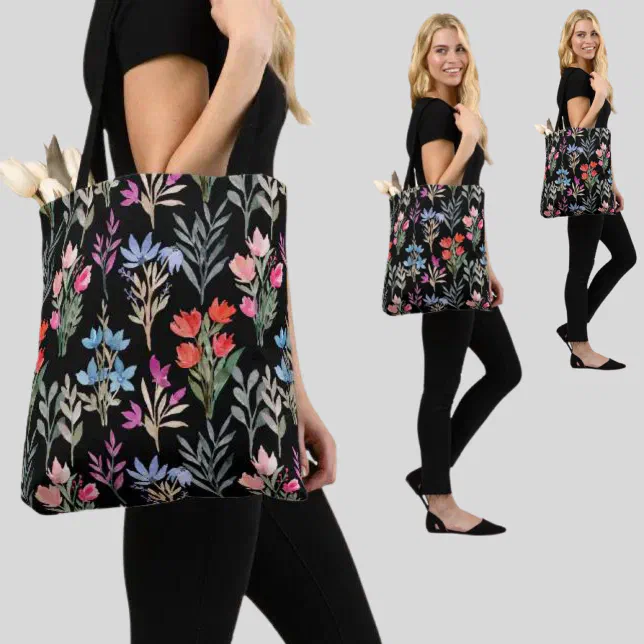 Colorful Floral Pattern Tote Bag | Zazzle