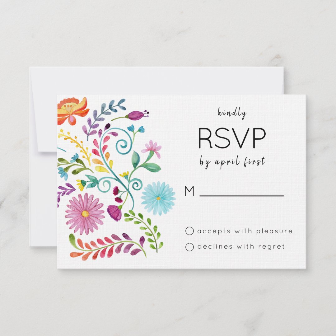 Colorful Floral RSVP Card | Zazzle
