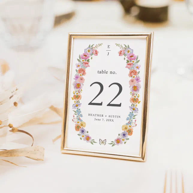 Colorful Floral Table Number | Zazzle