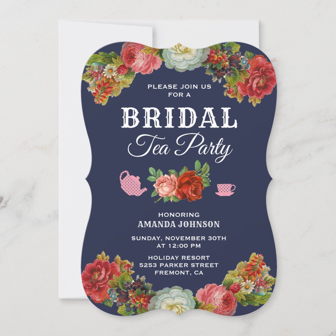 Colorful Floral Tea Party Bridal Shower Invitation | Zazzle