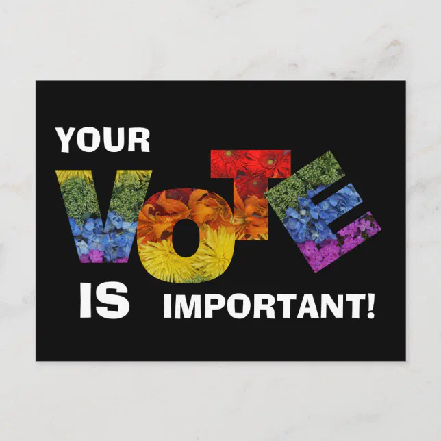 Colorful Floral VOTE Postcard | Zazzle