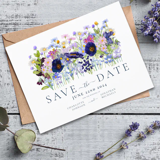 Colorful Floral Watercolor Wedding Save the Date Invitation Postcard ...