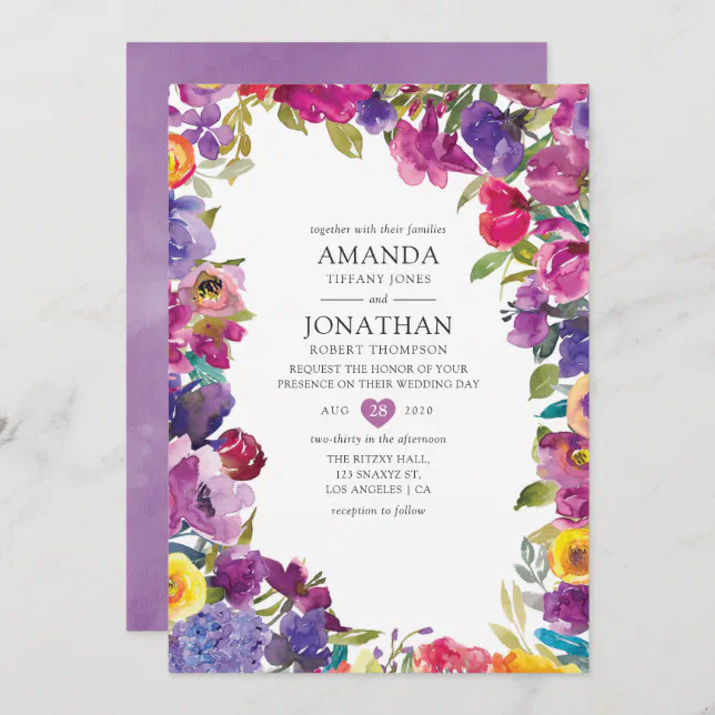 Colorful Floral Wedding Invitation | Zazzle