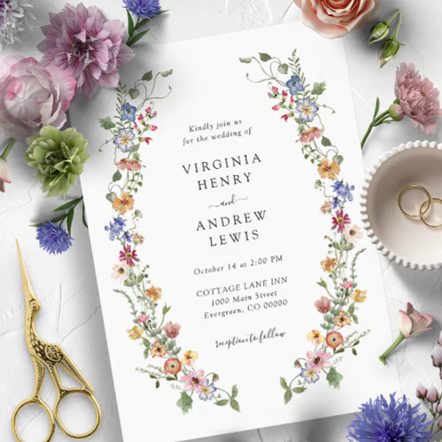 Colorful Floral Wedding Invitation | Zazzle