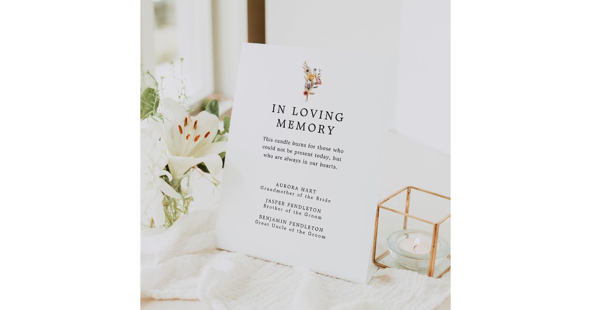 Colorful Floral Wedding Memorial Pedestal Sign | Zazzle
