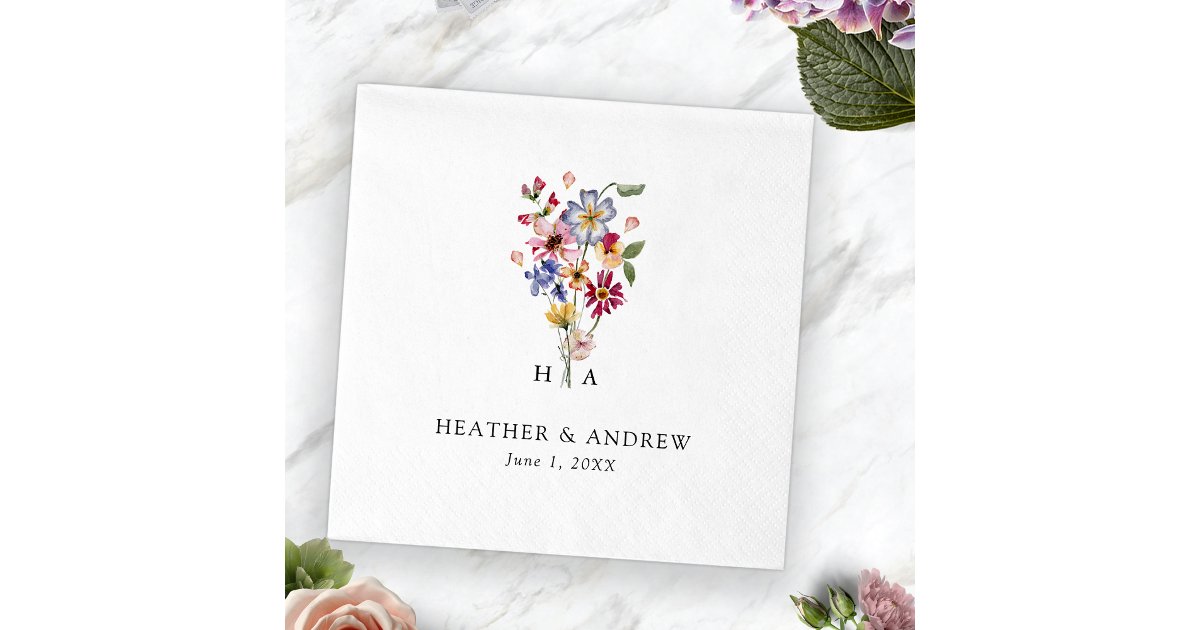 Colorful Floral Wedding Paper Napkin | Zazzle