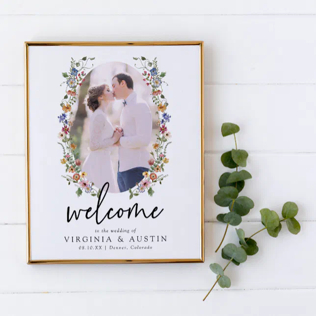 Colorful Floral Welcome Wedding Poster | Zazzle