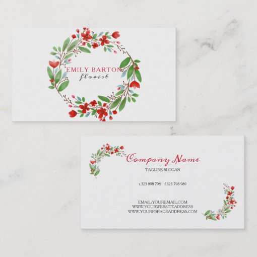 Colorful Floral Wreath Business Card | Zazzle