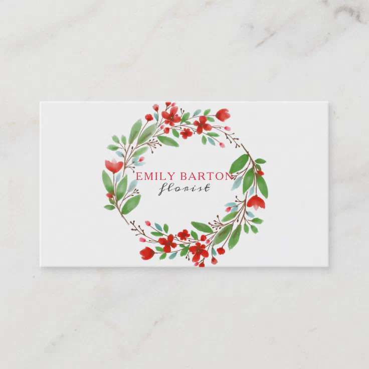 Colorful Floral Wreath Business Card | Zazzle