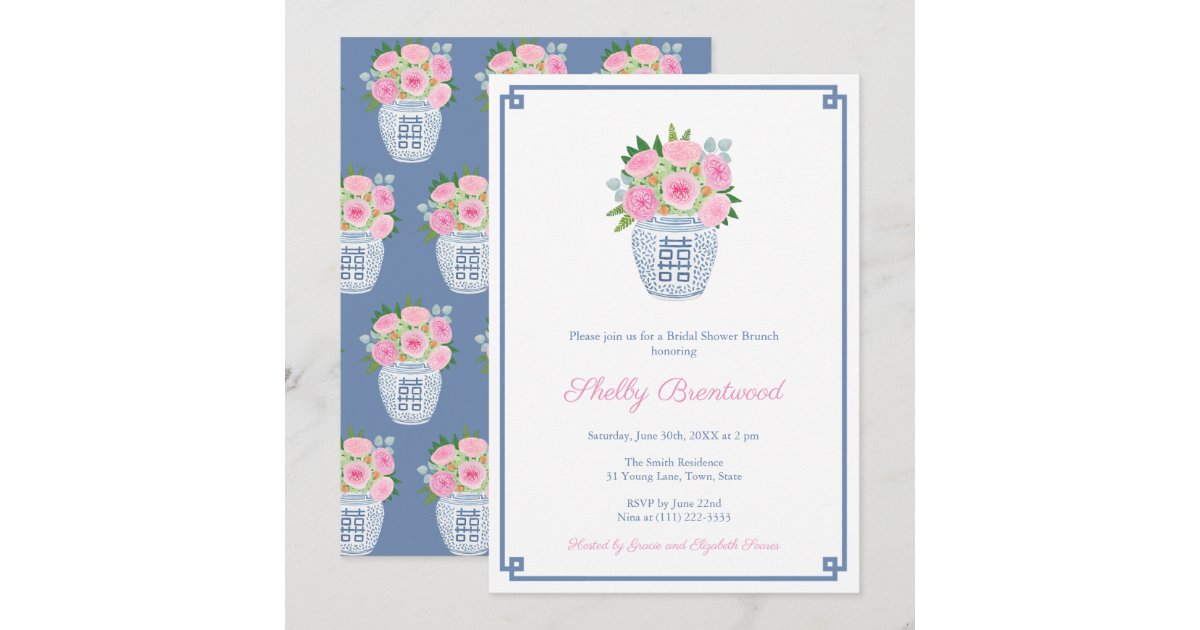 Colorful Florals Ginger Jar Bridal Shower Brunch Invitation | Zazzle