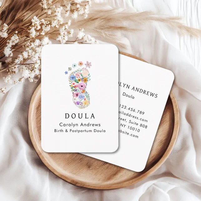 Colorful Flower Baby Footprint Logo Business Card | Zazzle
