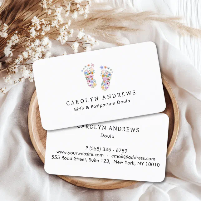 Colorful Flower Baby Footprint Logo Business Card | Zazzle