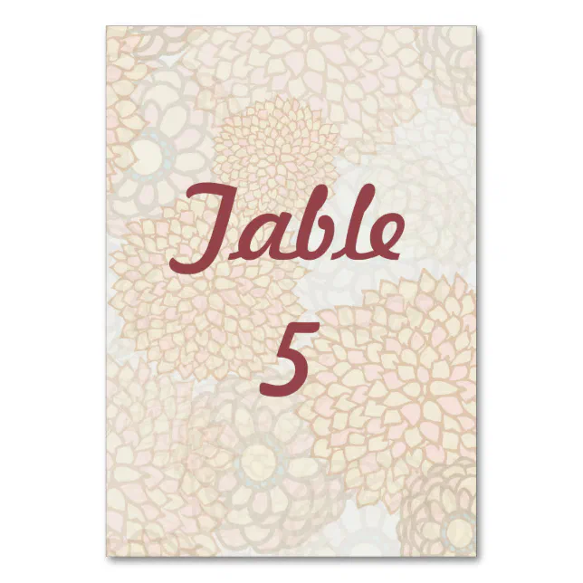 Colorful Flower Blossoms Wedding Table Number | Zazzle