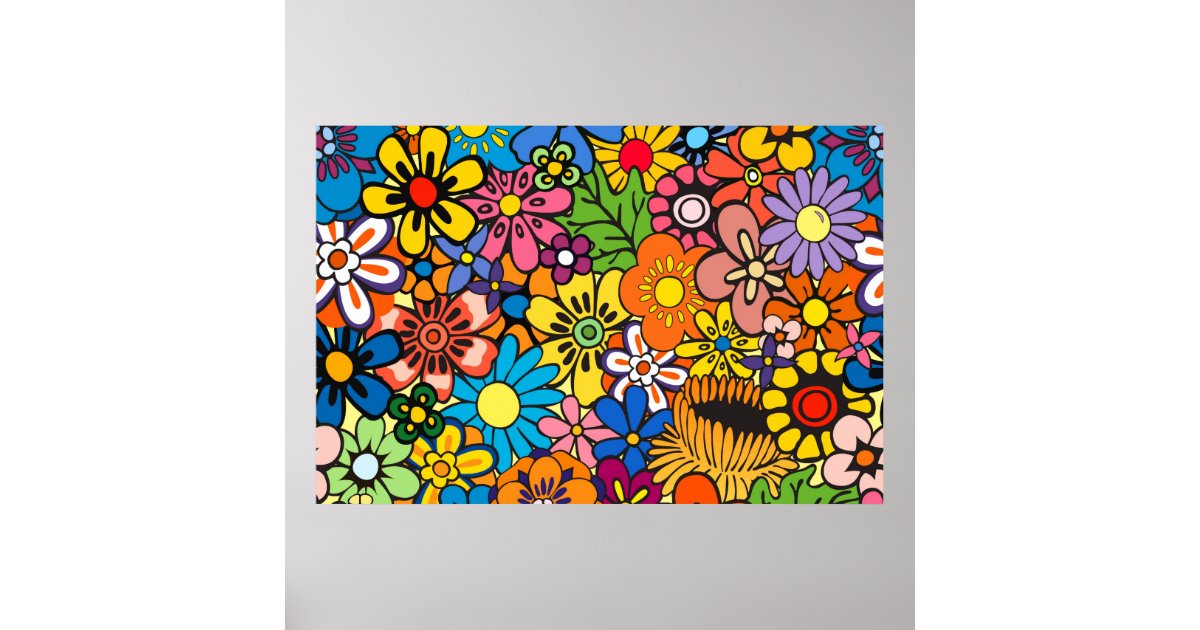 Colorful flower power poster | Zazzle