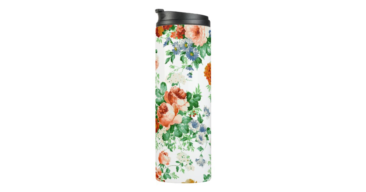Colorful Flowers And Pink & Red Roses Thermal Tumbler | Zazzle