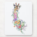 Colorful Flowers Bouquet Giraffe Mouse Pad | Zazzle