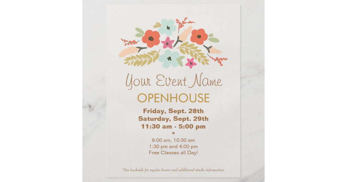 Colorful Flowers Floral Open House Flyer | Zazzle