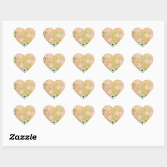 Colorful Flowers Gold Foil Heart Sticker | Zazzle