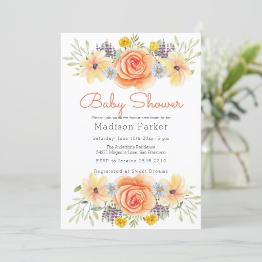 Colorful Flowers Invitation | Zazzle