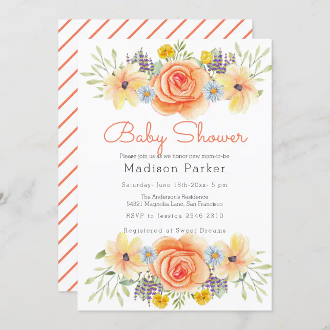Colorful Flowers Invitation | Zazzle